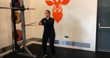 Banded Pallof Press with Side Steps, Resistance Exercises